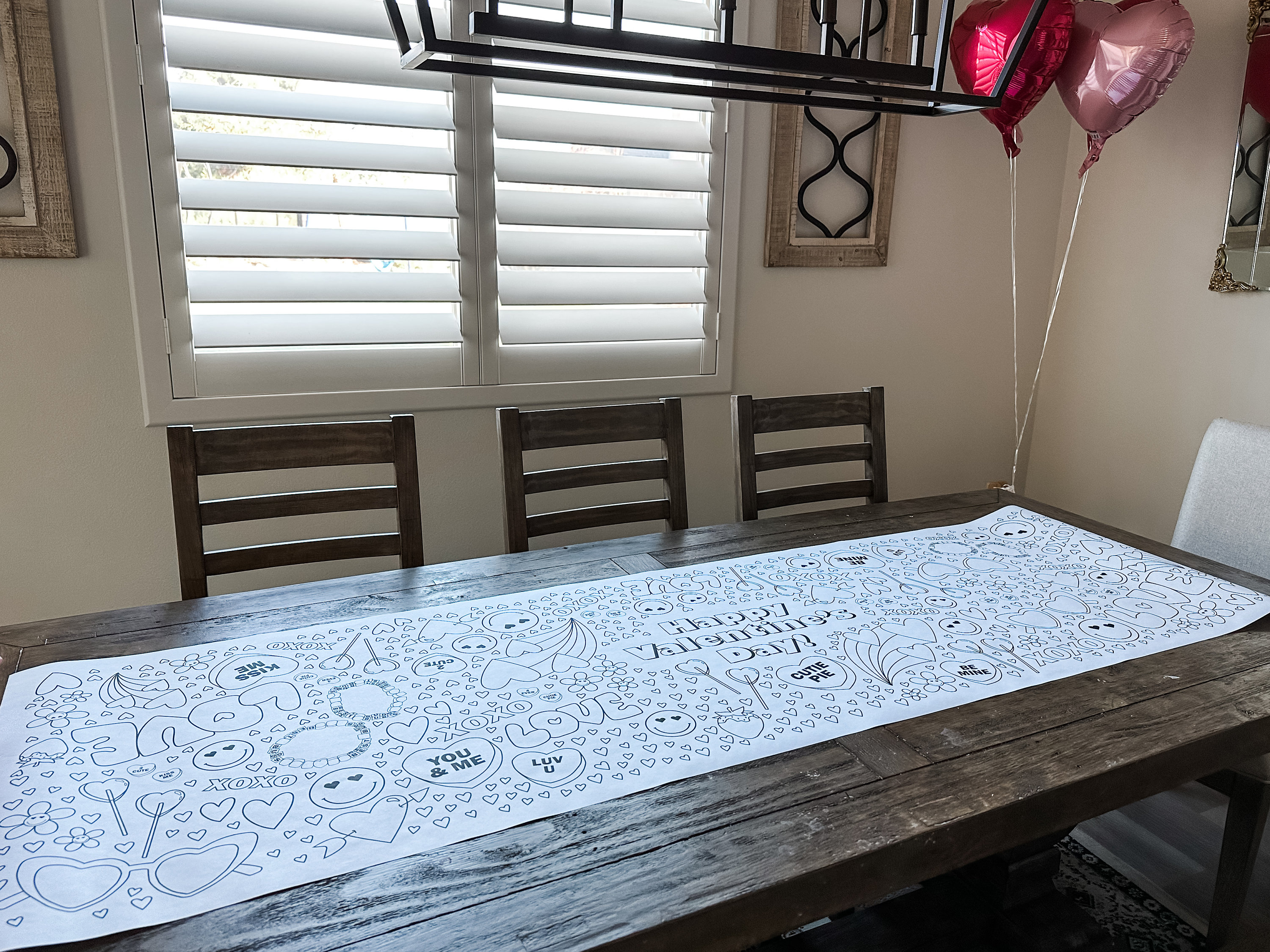 Giant Valentine's Day Coloring Table Runner, Valentine Party Coloring ...
