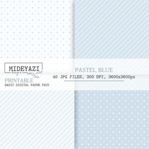 Blue Printable Background, Blue Basic Digital Paper Pack, Baby Boy ...