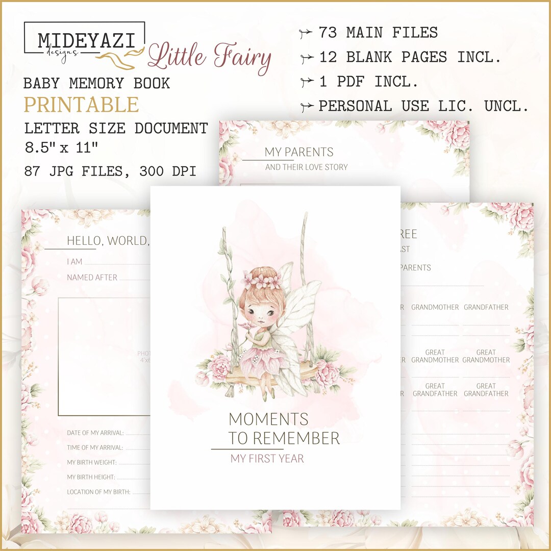 Little Fairy Printable, Baby Memory Book, Printable Baby Book Pages ...