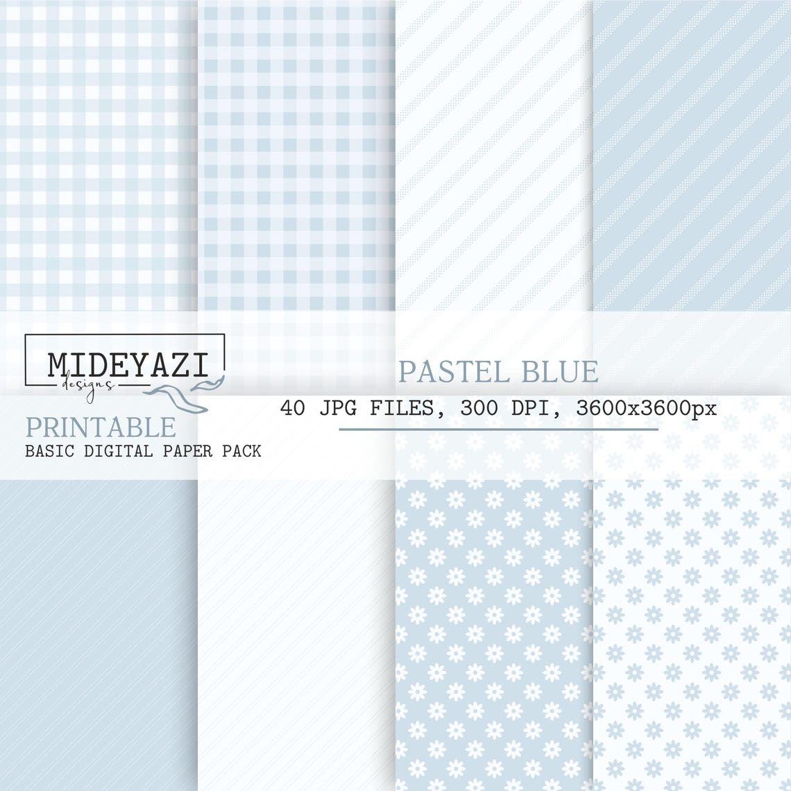 Blue Printable Background, Blue Basic Digital Paper Pack, Baby Boy ...