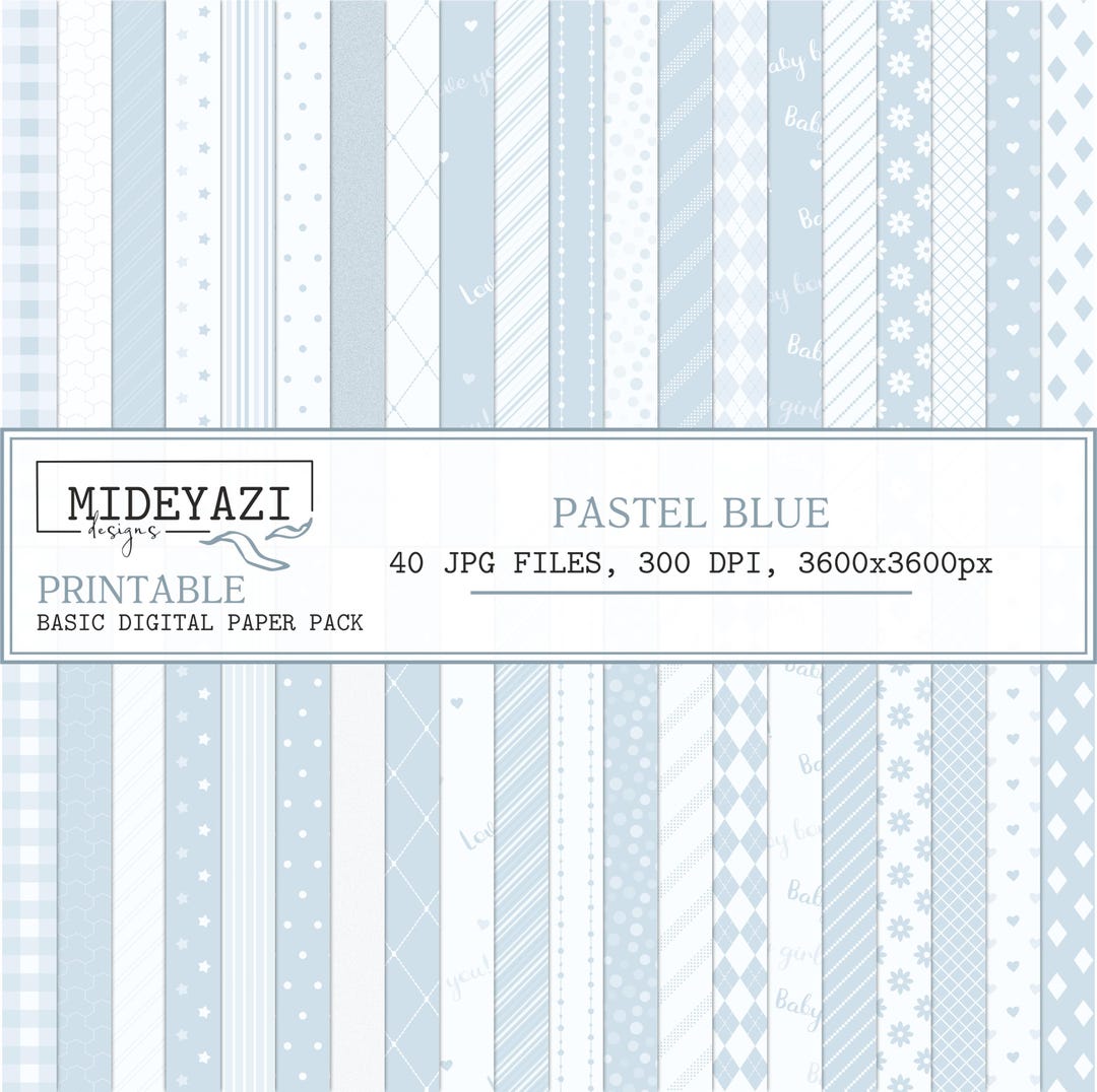 Blue Printable Background, Blue Basic Digital Paper Pack, Baby Boy ...