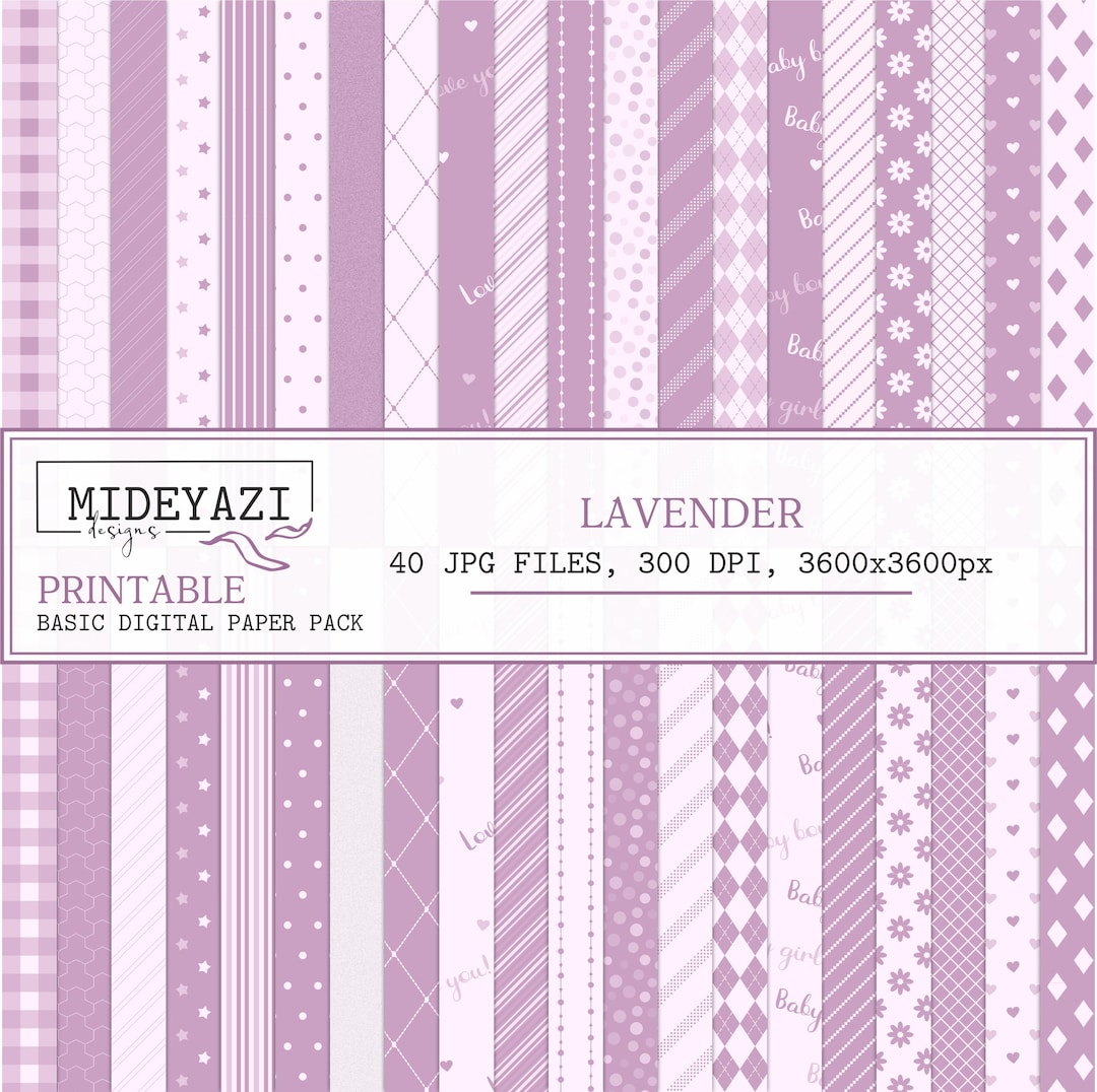 Lavender Printable Background, Basic Digital Paper Pack, Lavender ...