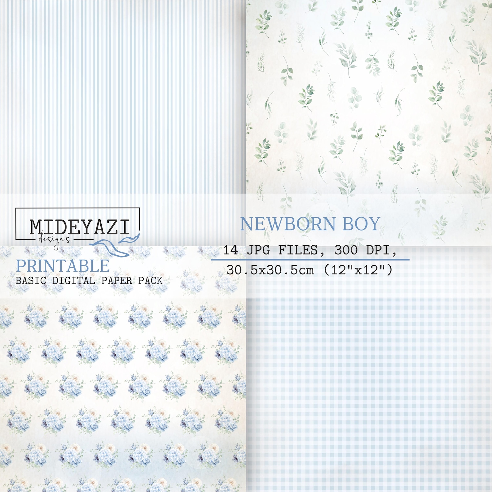 Welcome Baby Digital Papers, Newborn Boy Printable, Scrapbook Digital ...