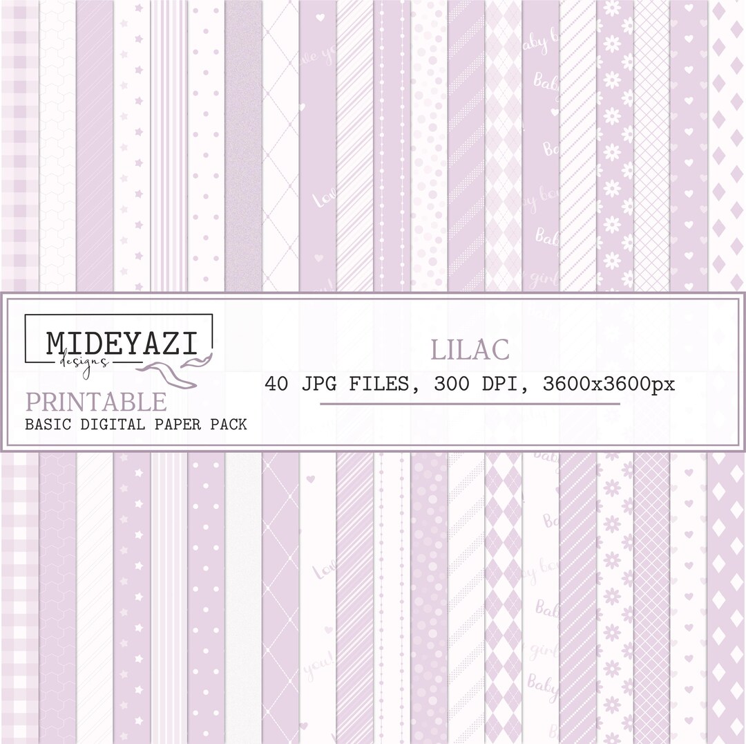 Lilac Printable Background, Lilac Basic Digital Paper Pack, Printable ...