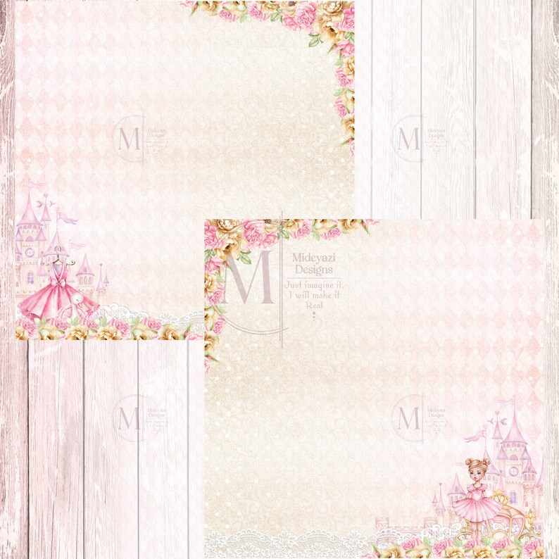 Ballet Digital Paper, Watercolor Ballerina Pages, Roses and Peonies ...