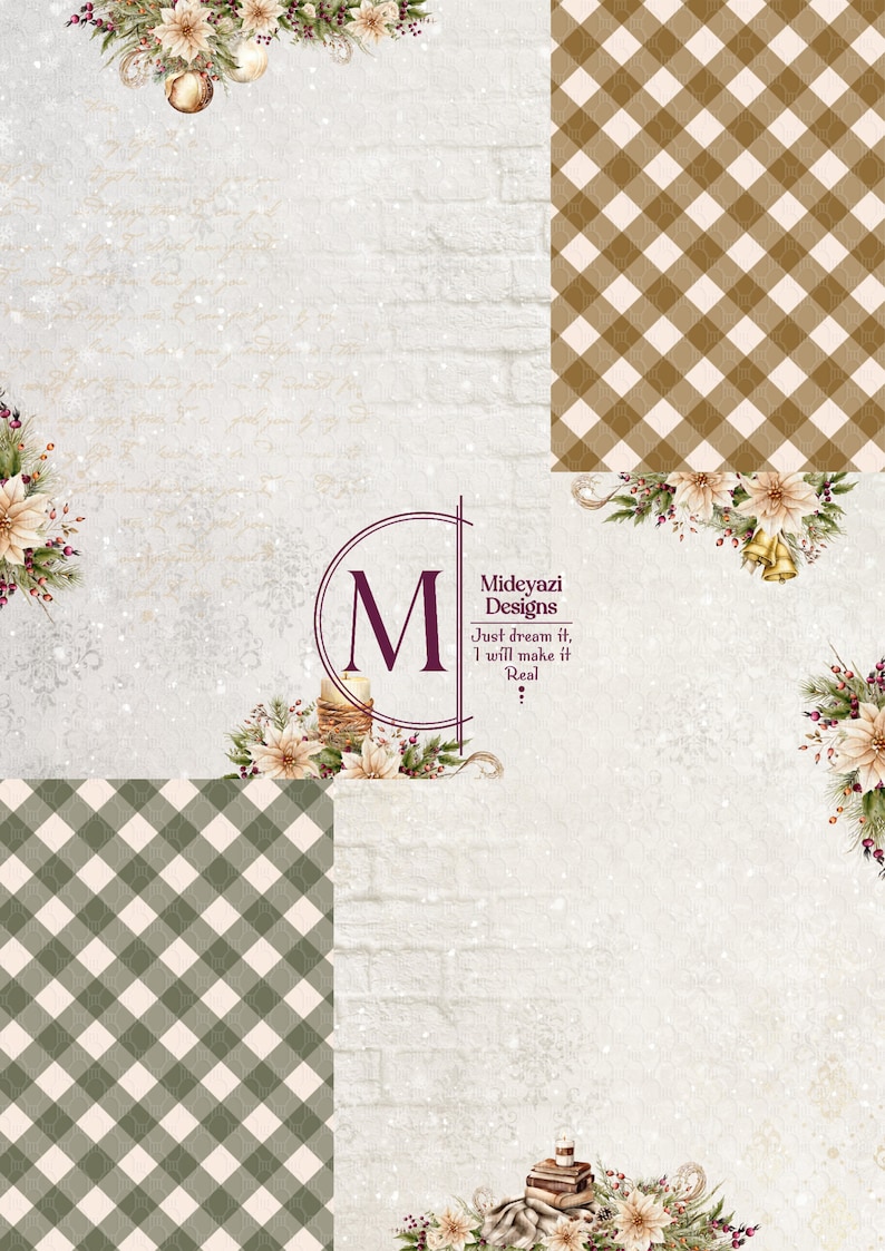 Bohemian Christmas Digital Paper Pack, Boho Decoration Printable ...