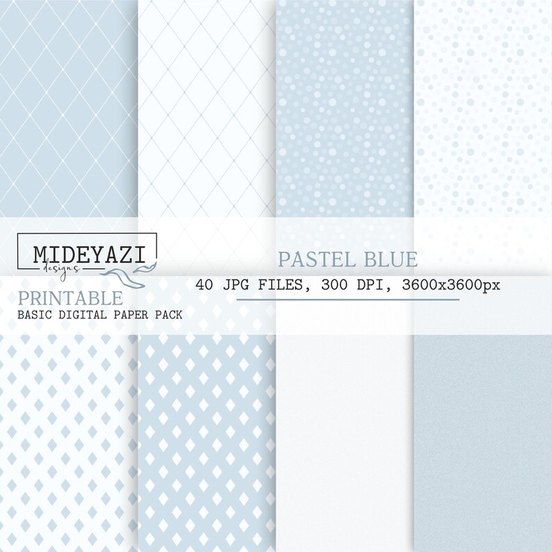 Blue Printable Background, Blue Basic Digital Paper Pack, Baby Boy ...