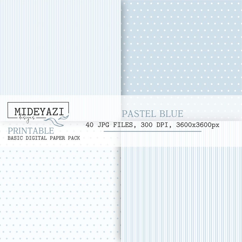 Blue Printable Background, Blue Basic Digital Paper Pack, Baby Boy ...