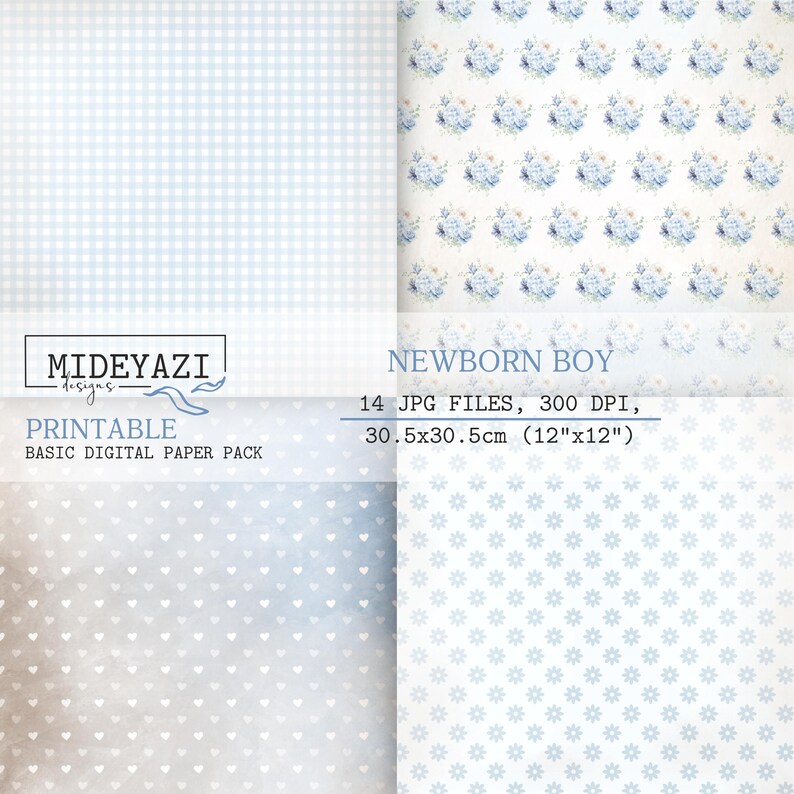 Welcome Baby Digital Papers, Newborn Boy Printable, Scrapbook Digital ...