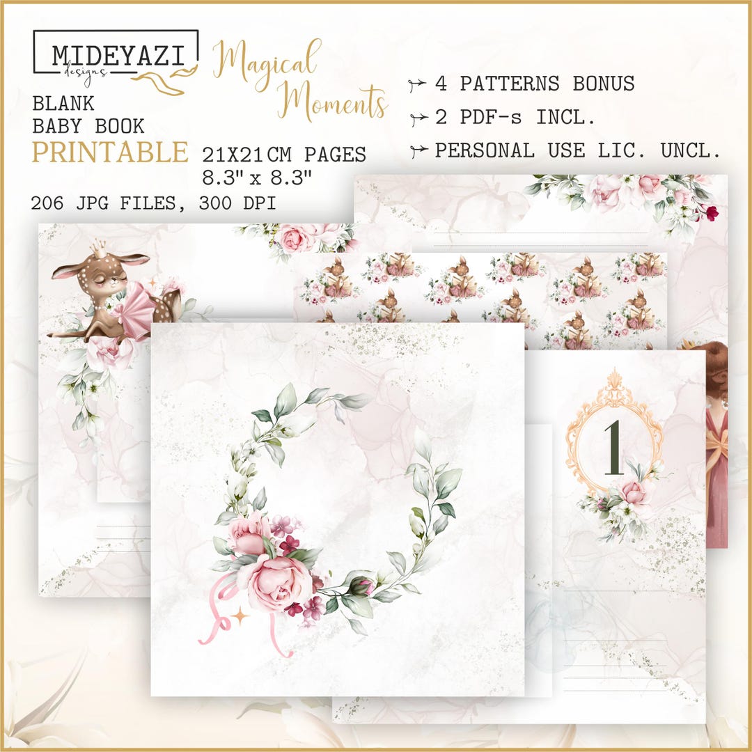 Printable Blank Baby Book Pages, Princess Memory Book, Printable Baby ...