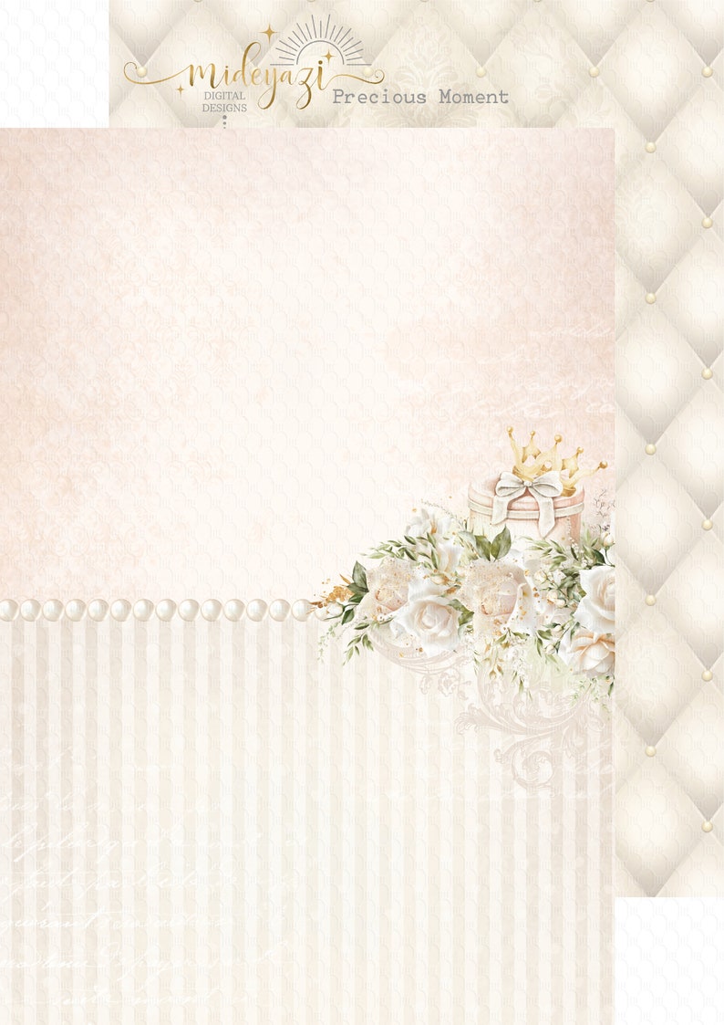 Graduation Digital Paper Elegant Scrapbook Pages A4 Printable Flowers ...