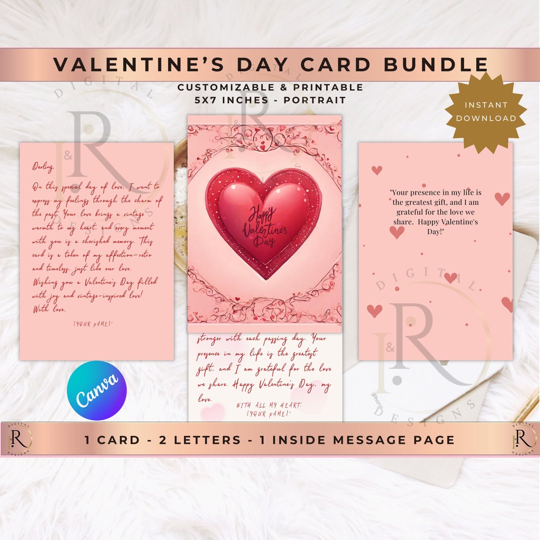 Digital Valentine's Day Card With Love Letters, Boyfriend or Girlfriend ...
