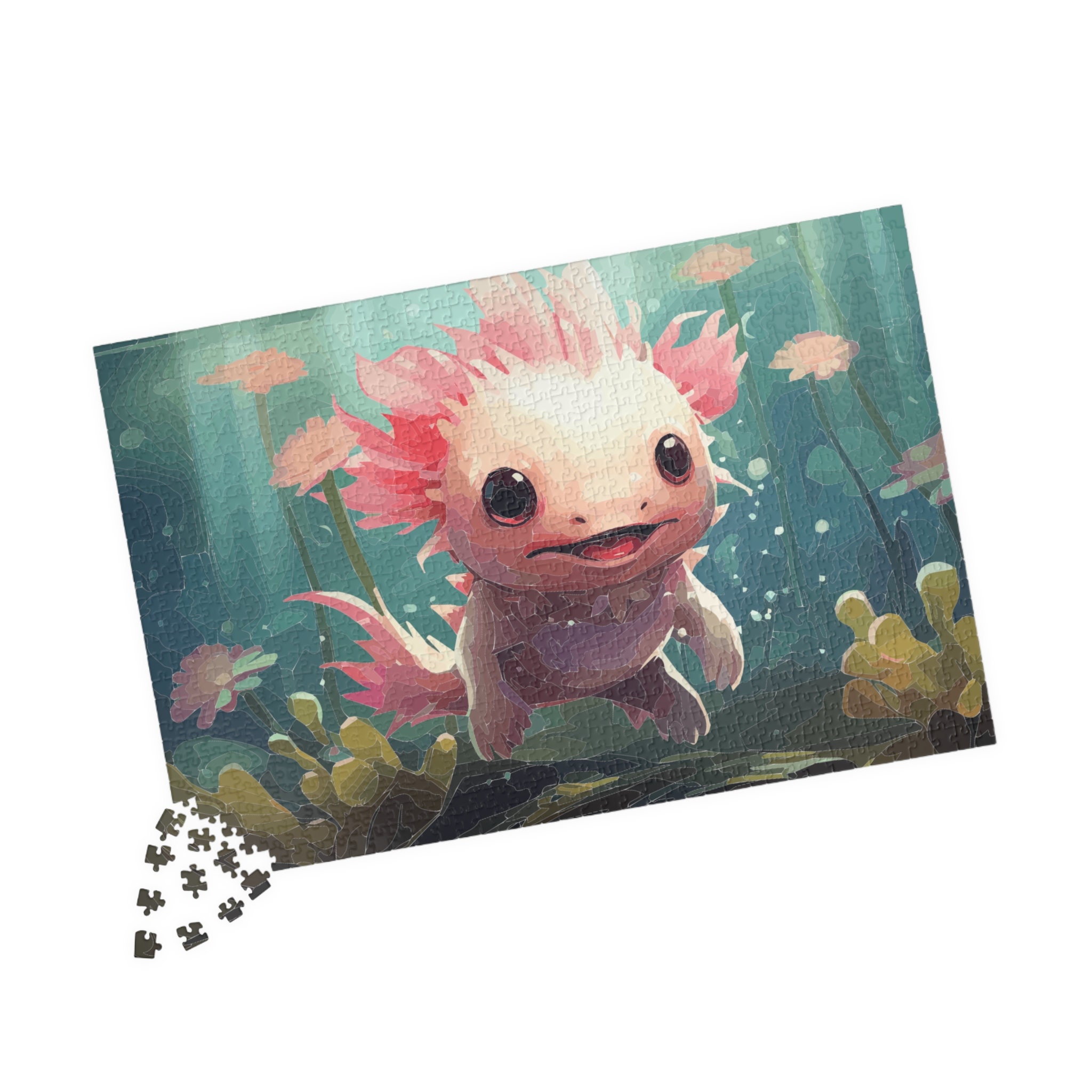Axolotl Puzzle, Cute Kawaii Axolotl Puzzle Adorable Jigsaw Adventure ...
