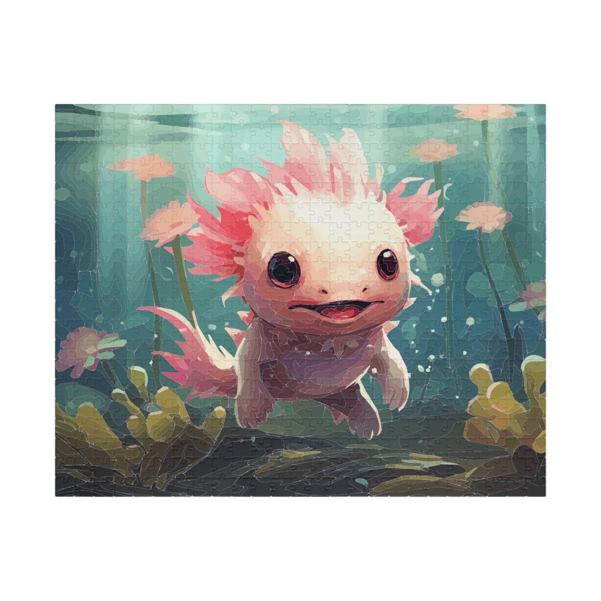 Axolotl Puzzle, Cute Kawaii Axolotl Puzzle Adorable Jigsaw Adventure ...