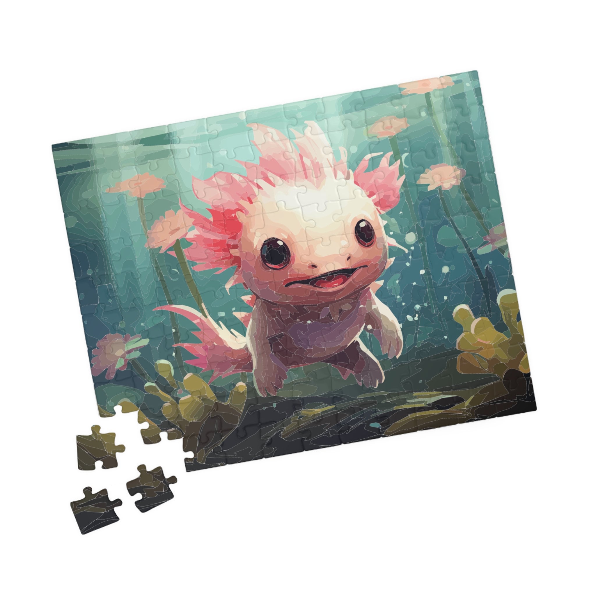Axolotl Puzzle, Cute Kawaii Axolotl Puzzle Adorable Jigsaw Adventure ...