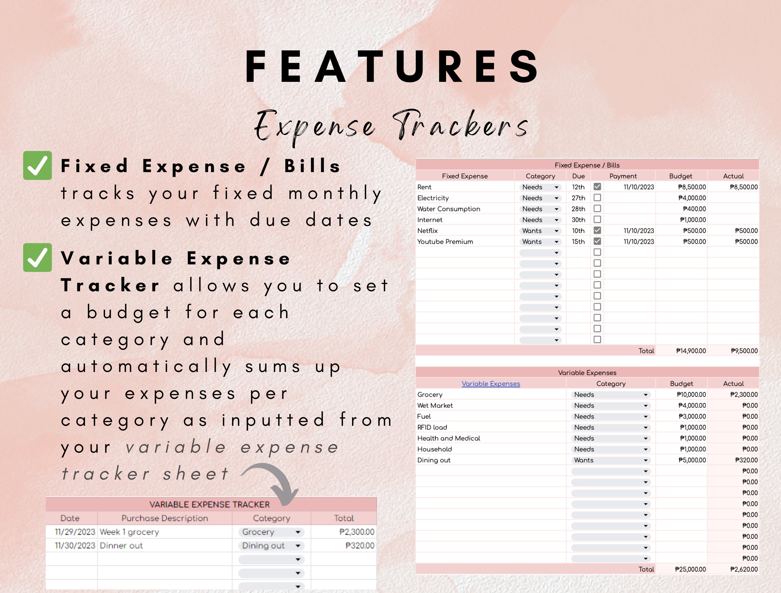 3 Part Budget Rule Monthly Budget Tracker With Sinking Funds Tracker ...