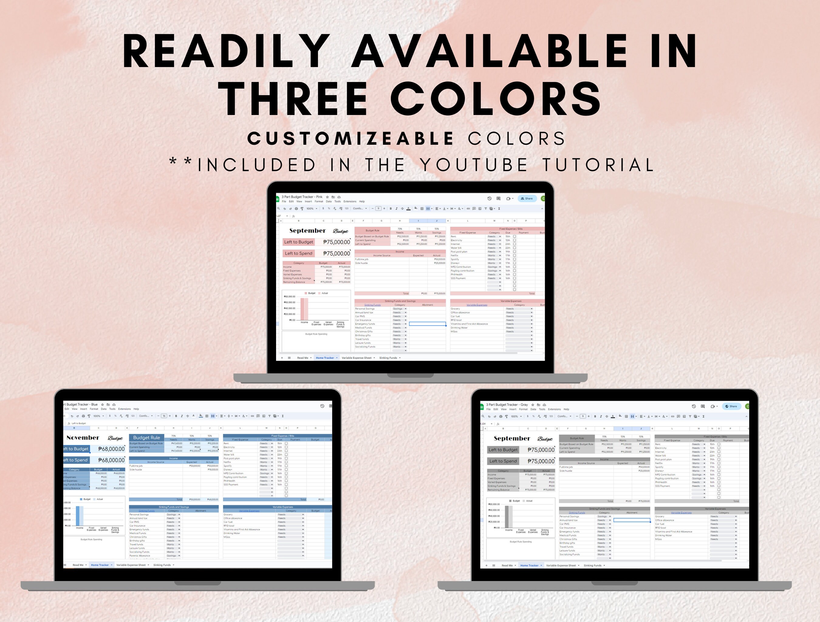 3 Part Budget Rule Monthly Budget Tracker With Sinking Funds Tracker ...