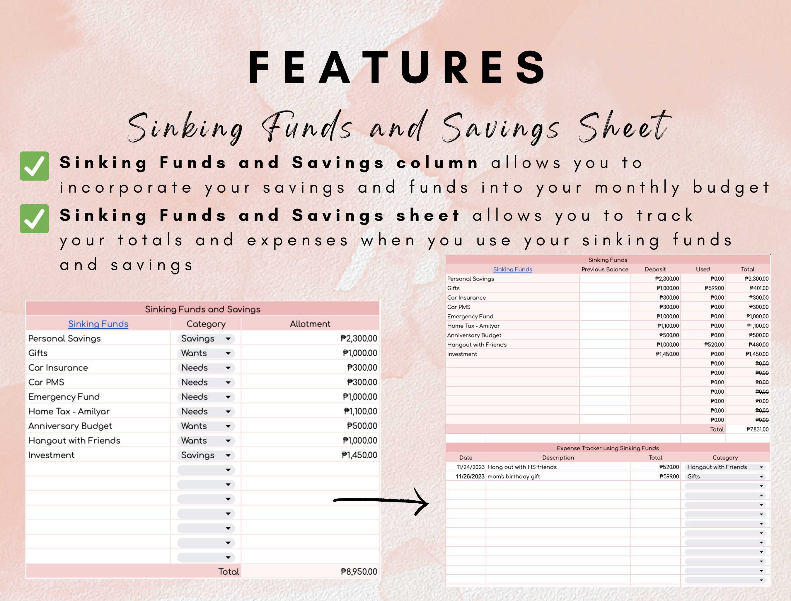 3 Part Budget Rule Monthly Budget Tracker With Sinking Funds Tracker ...