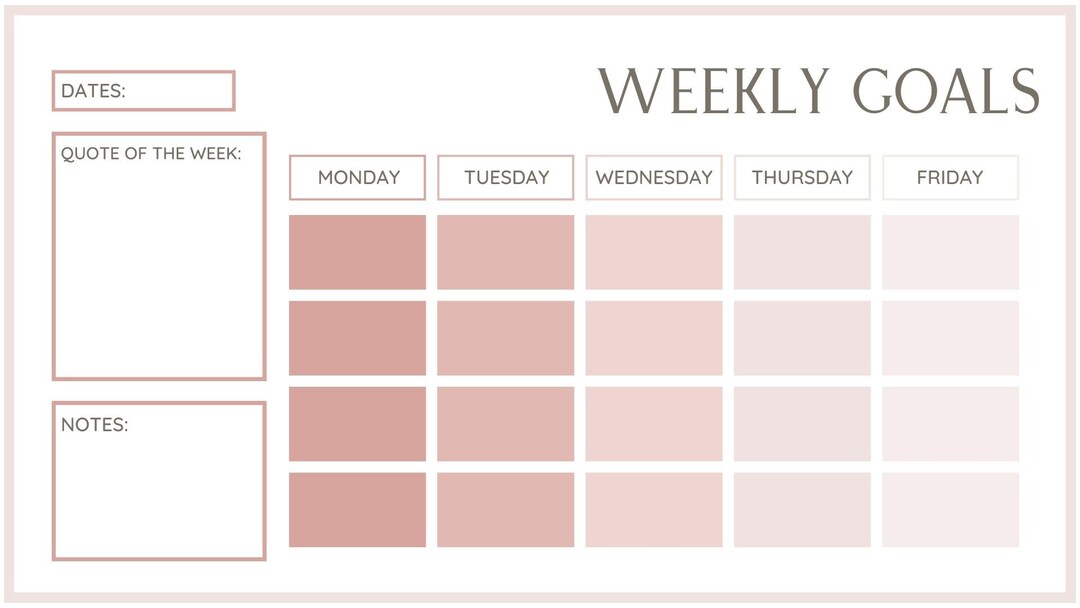 Weekly Goals Sheet - Etsy