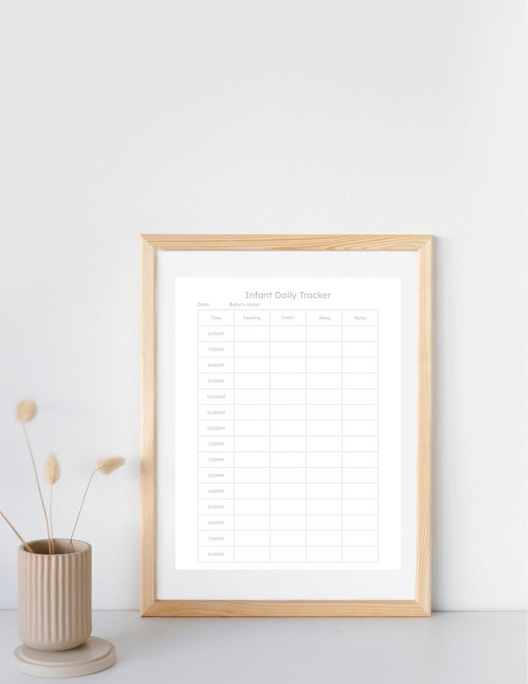 Infant Daily Tracker Printable | Baby Log With Time Slots | Feeding ...