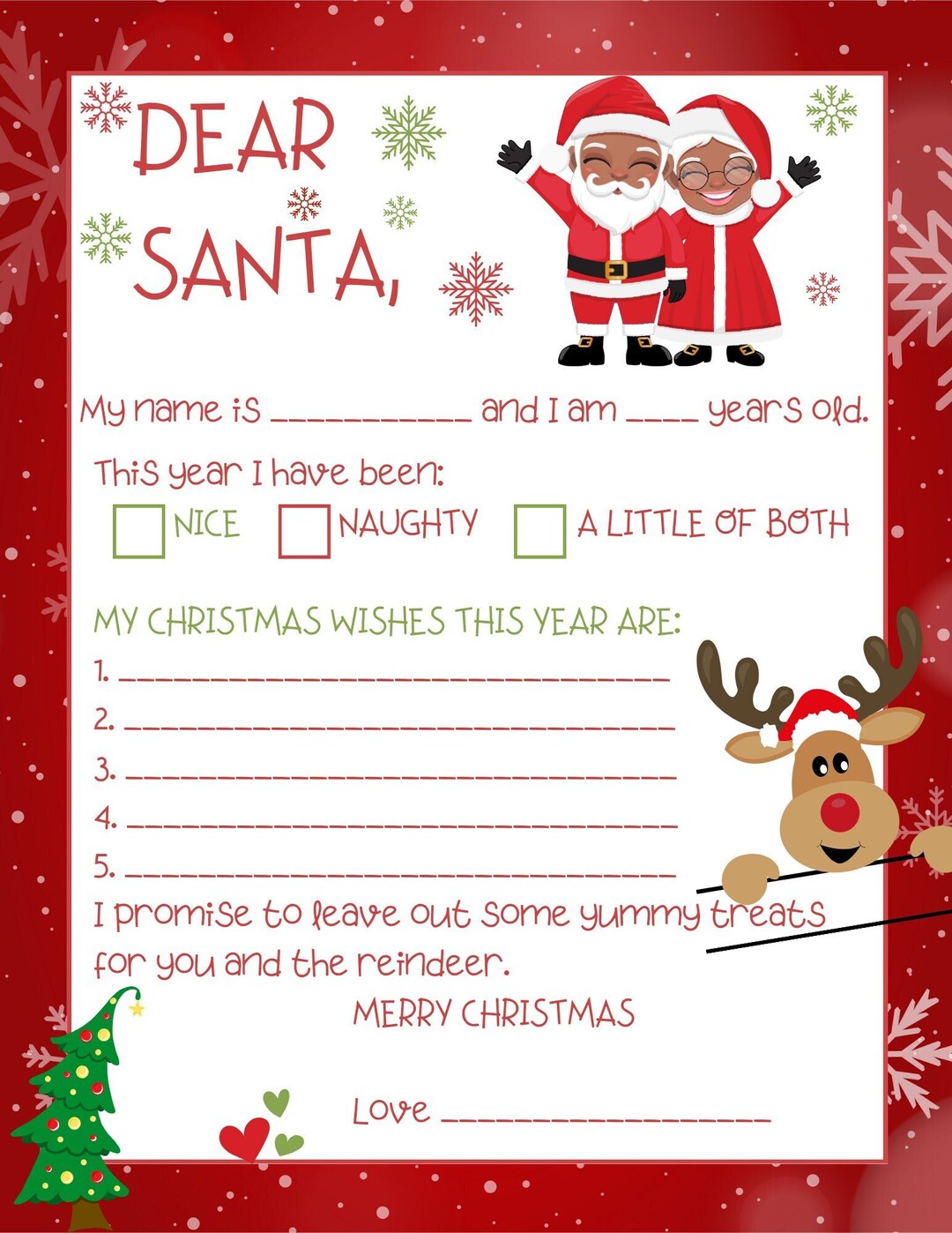 Magical Letter to Santa Printable With Mr. & Mrs. Clause - Etsy