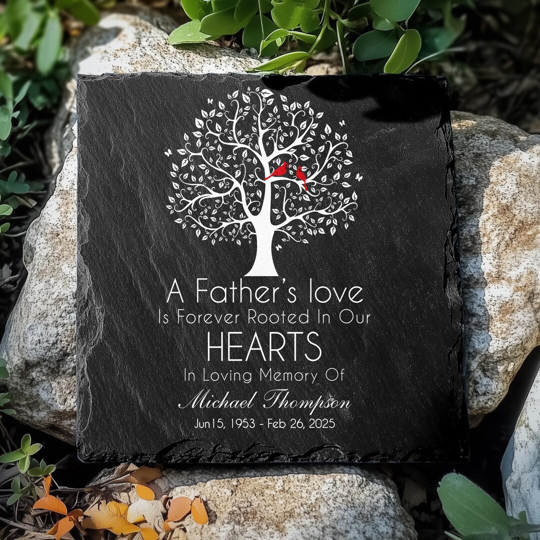 Personalized Dad Memorial Stone, Custom Cardinal Sympathy Loss of Dad ...