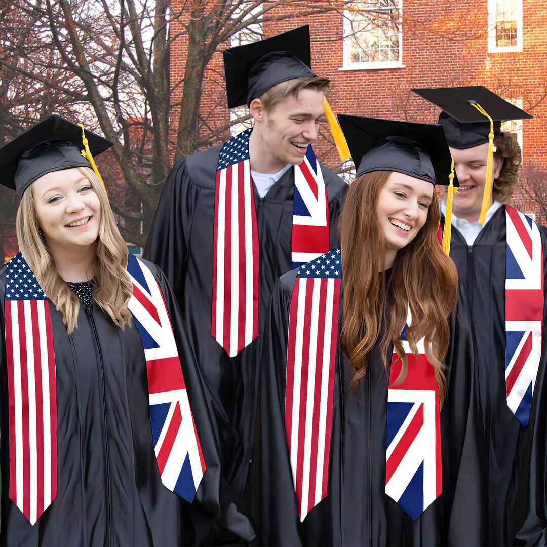 Personalized Country Flag Graduation Stoles Sash, Custom Mixed Two Flag ...