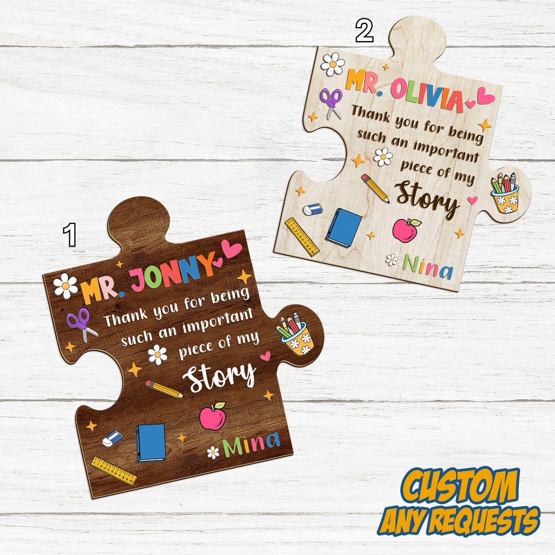 Personalized Puzzle Piece Magnet Gift for Teacher, Teacher Appreciation ...