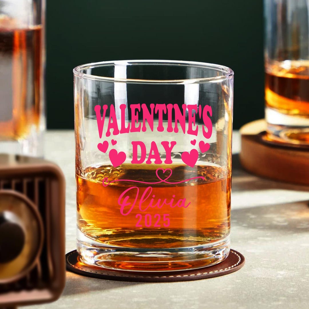 Custom Name Valentine's Day Whiskey Glass, Personalized Valentines Day ...