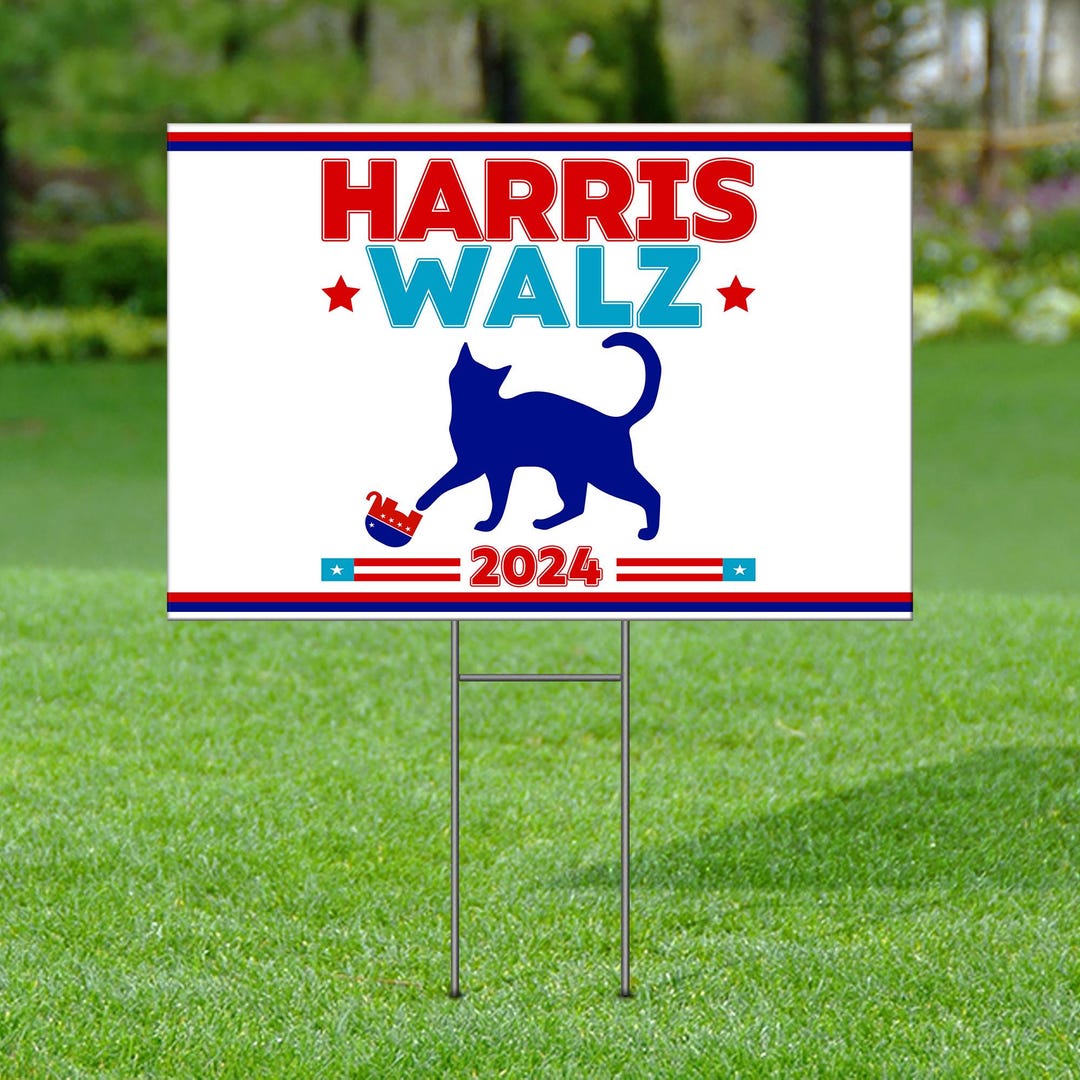 Cat Ladies for Kamala Yard Sign, Harris Walz 2024 Obviously Yard Sign ...