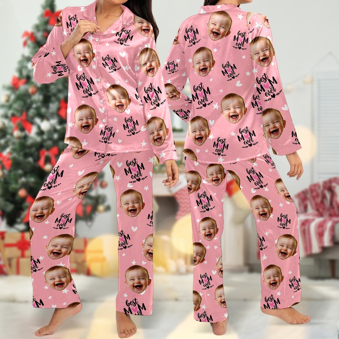 Custom Funny Face Pajamas, Mother's Day Gift for Mom Pajamas, Mom ...