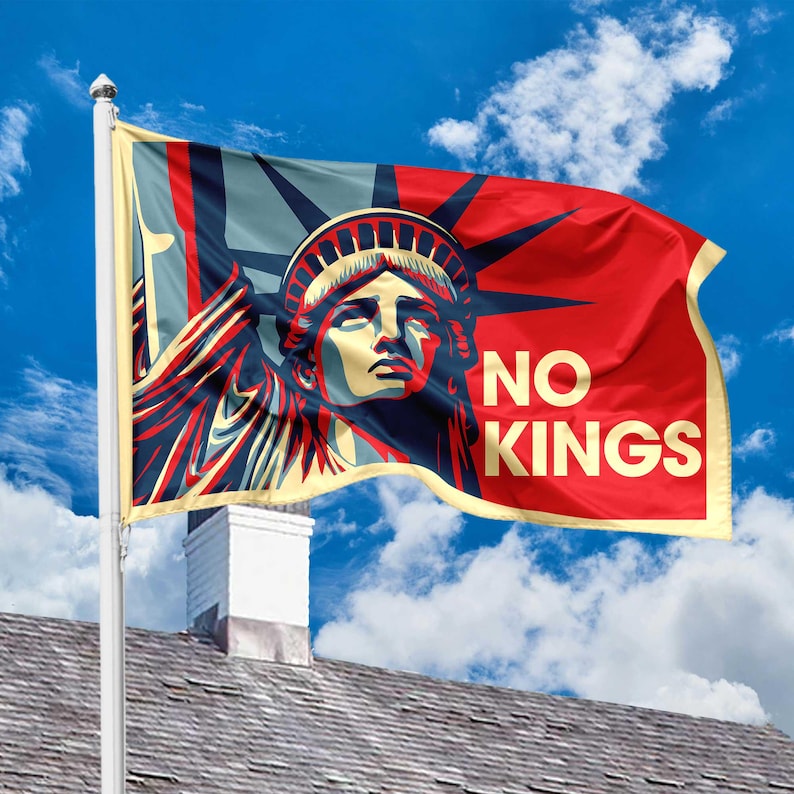 No Kings House Flag, Anti Trump House Flag, Resistance Nope to Fascism ...