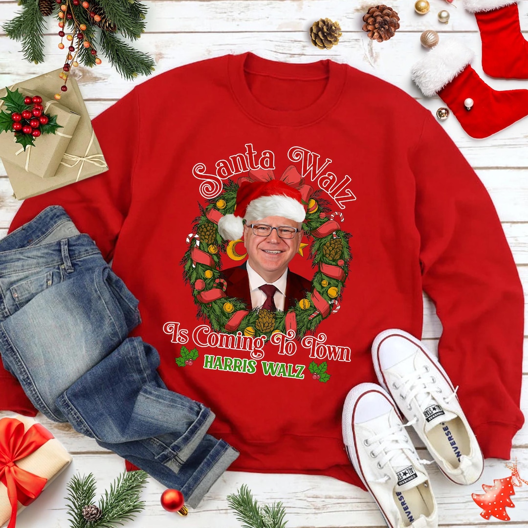 Santa Tim Walz is Coming to Town Harris Walz Christmas Shirt, Kamala ...