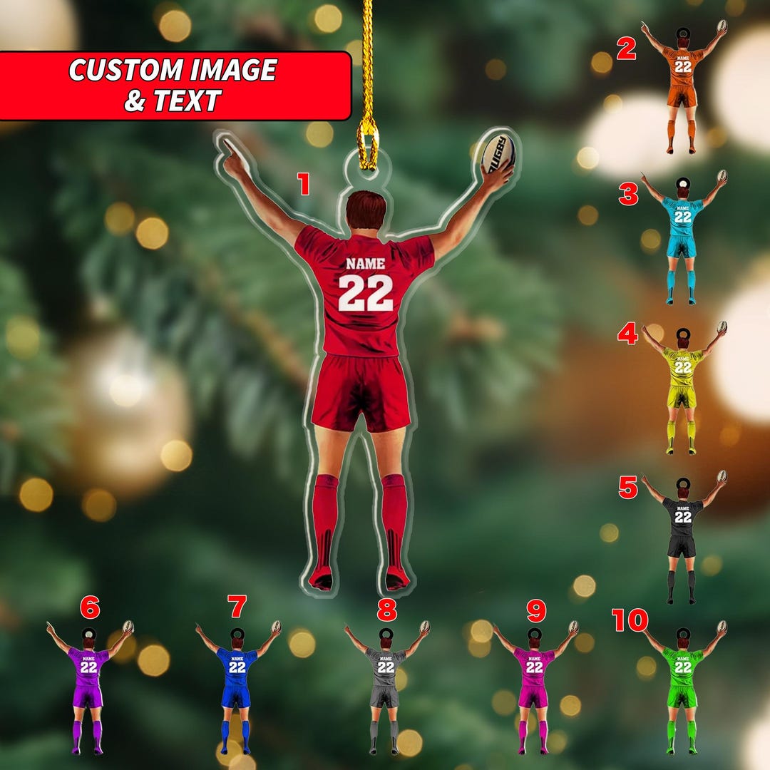 Personalized Rugby Man Player 2D Printed Ornament, Rugby Team Gift ...