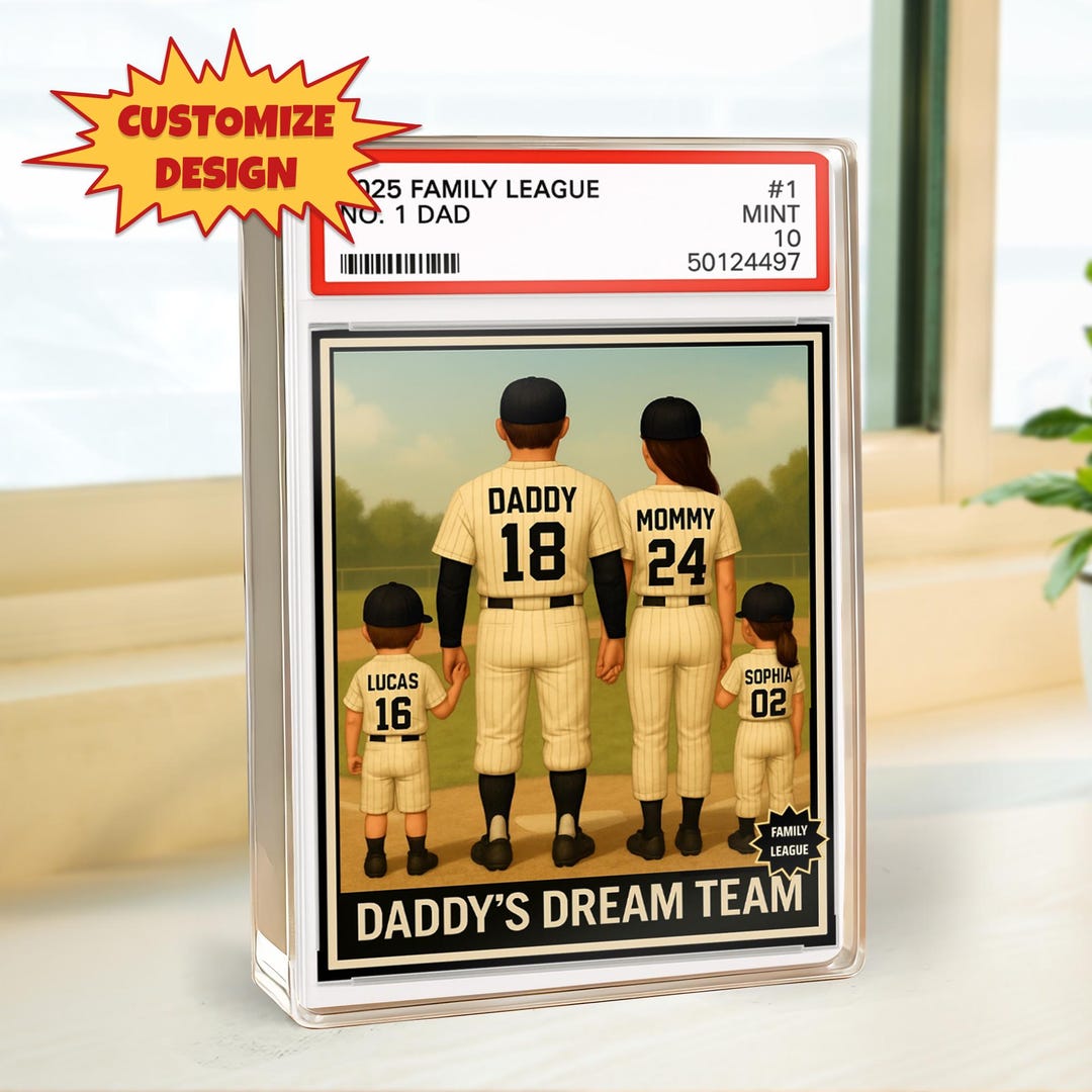 Baseball Daddy's Dream Team Trading Card Style, Custom No.1 Dad Acrylic ...