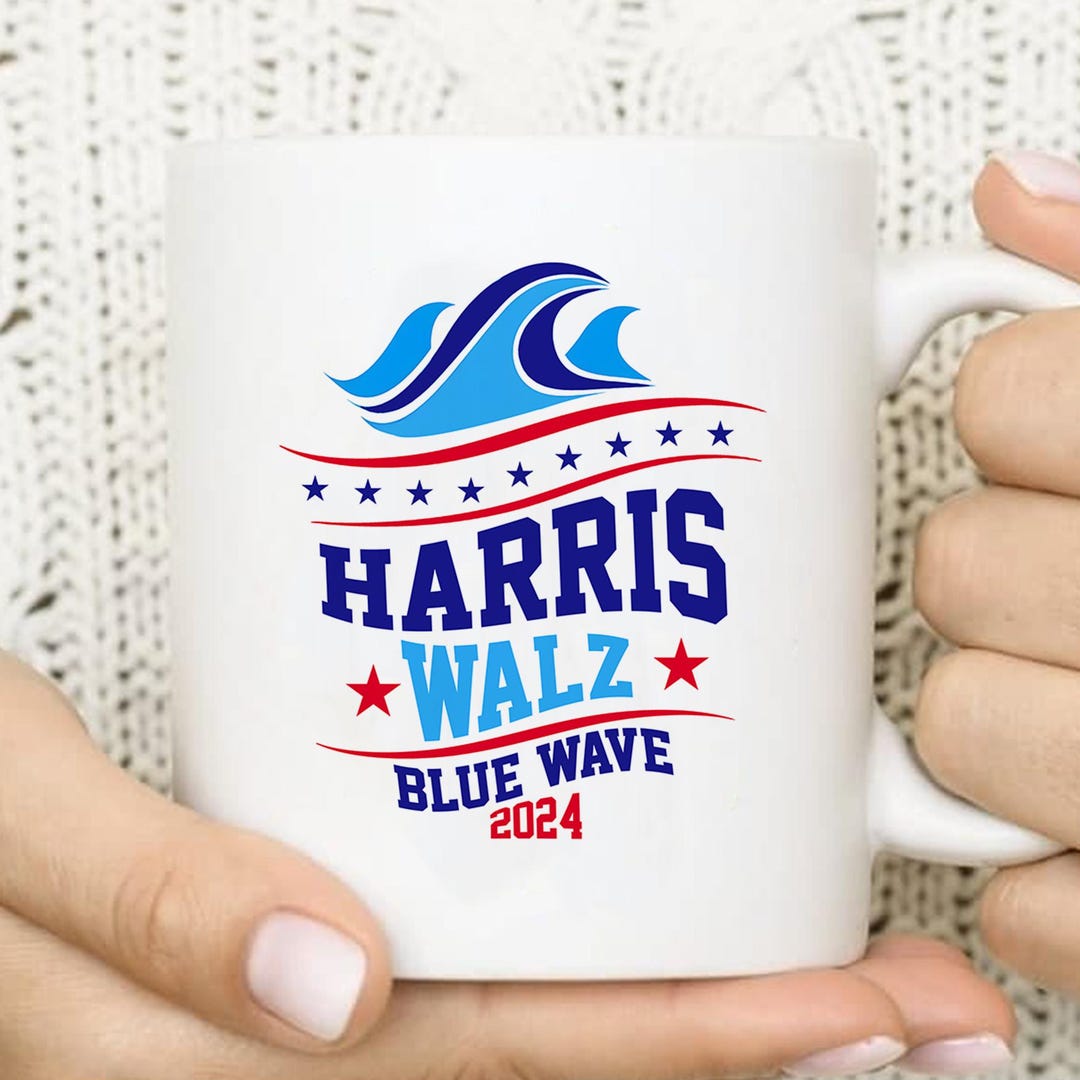 Harris Walz Blue Wave 2024 Mug, Kamala Harris Tim Walz 2024 Election ...