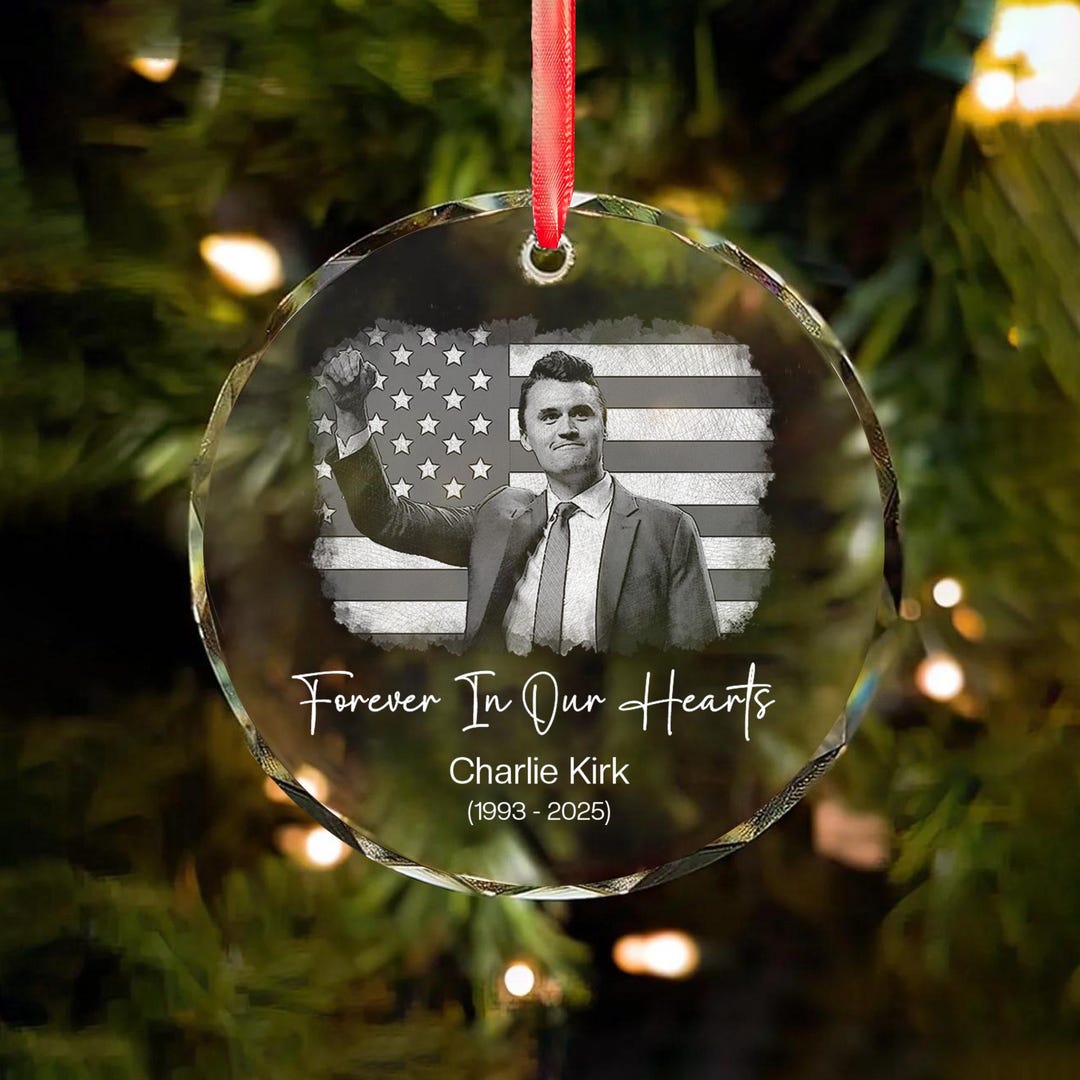Charlie Kirk Memorial Glass Ornament, in Memory of Charlie Kirk Glass ...