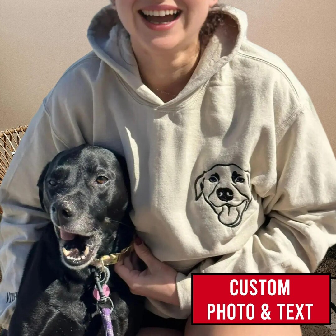 Custom Photo and Text Embroidered Pet Tshirt, Custom Dog Sweatshirt ...