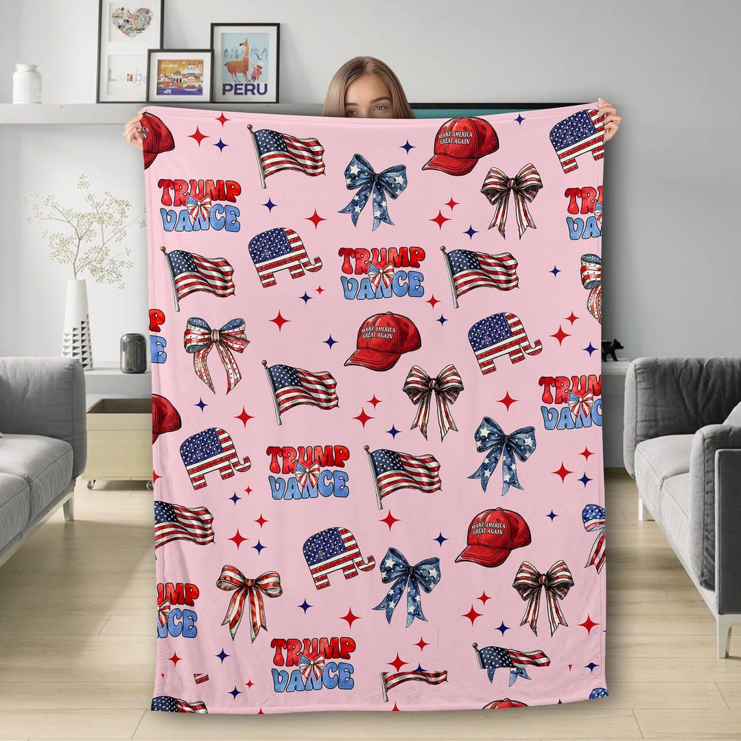 Donald Trump Coquette Blanket, Trump Bow President Blanket, Trump Vance ...