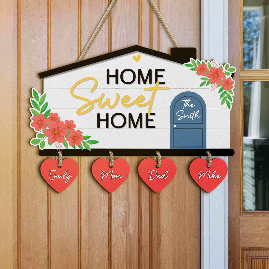 Personalized Home Sweet Home Welcome Wooden Sign, Family Last Name ...