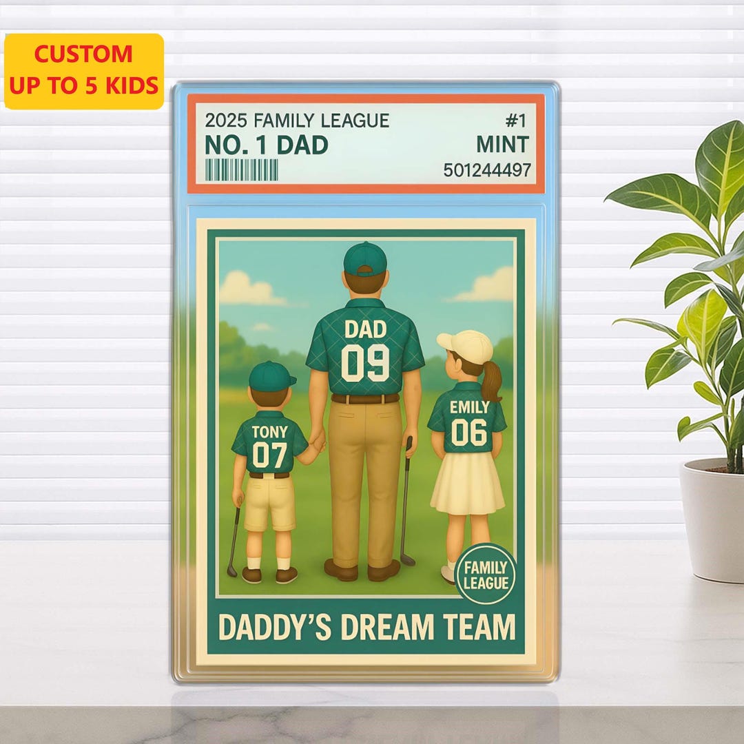 Custom No. 1 Dad & Kids Golf Trading Card Style, Personalized Acrylic ...