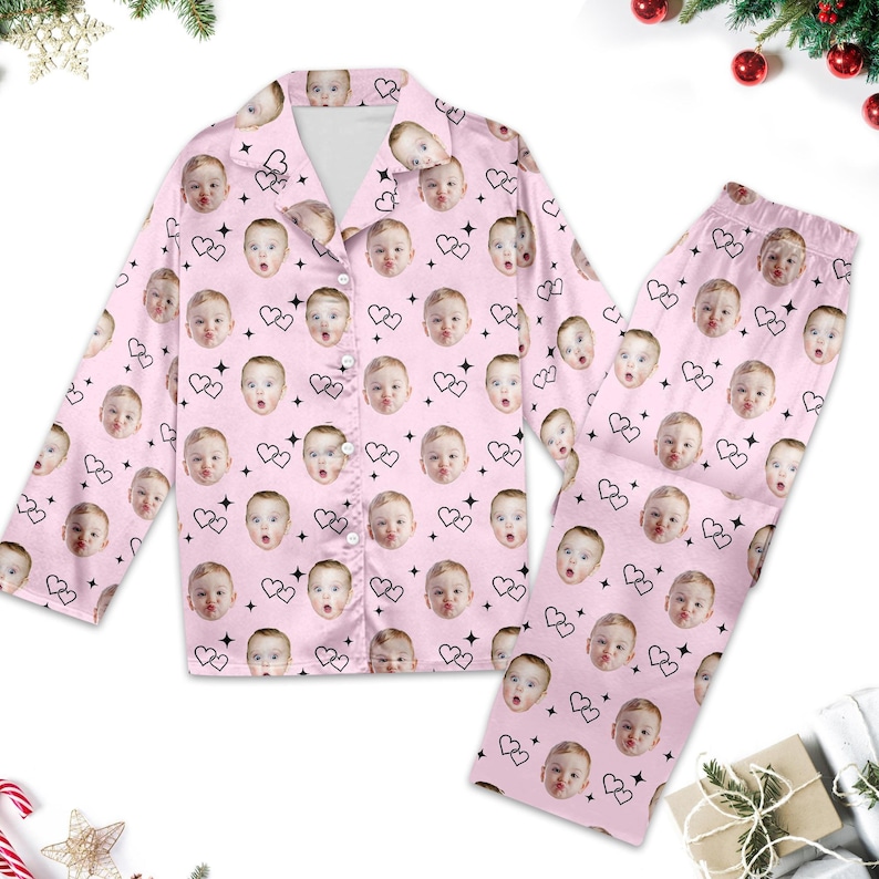 Custom Baby Face for First Time Pajamas, Personalized Pajamas Set With ...