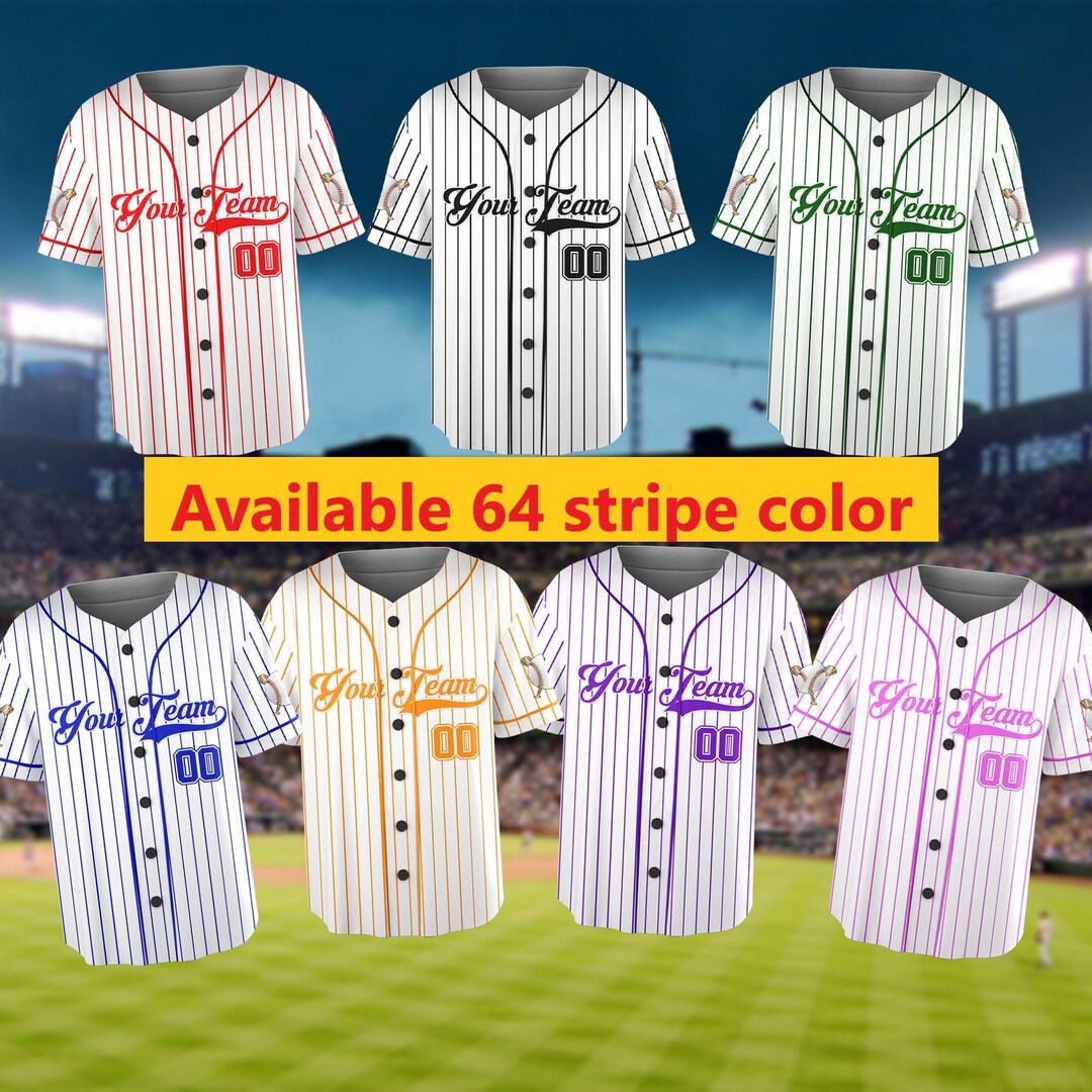 Personalized Stripe Line Color Baseball Team Jersey, Custom Name ...