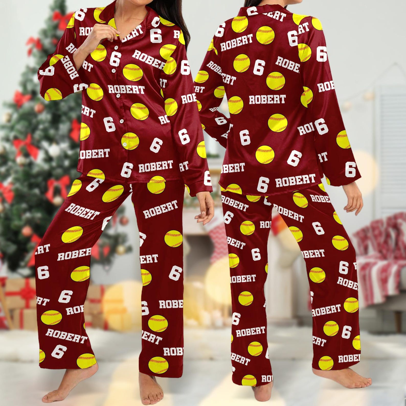 Personalized Softball Pajamas With Name, Custom Sport Pajamas for ...