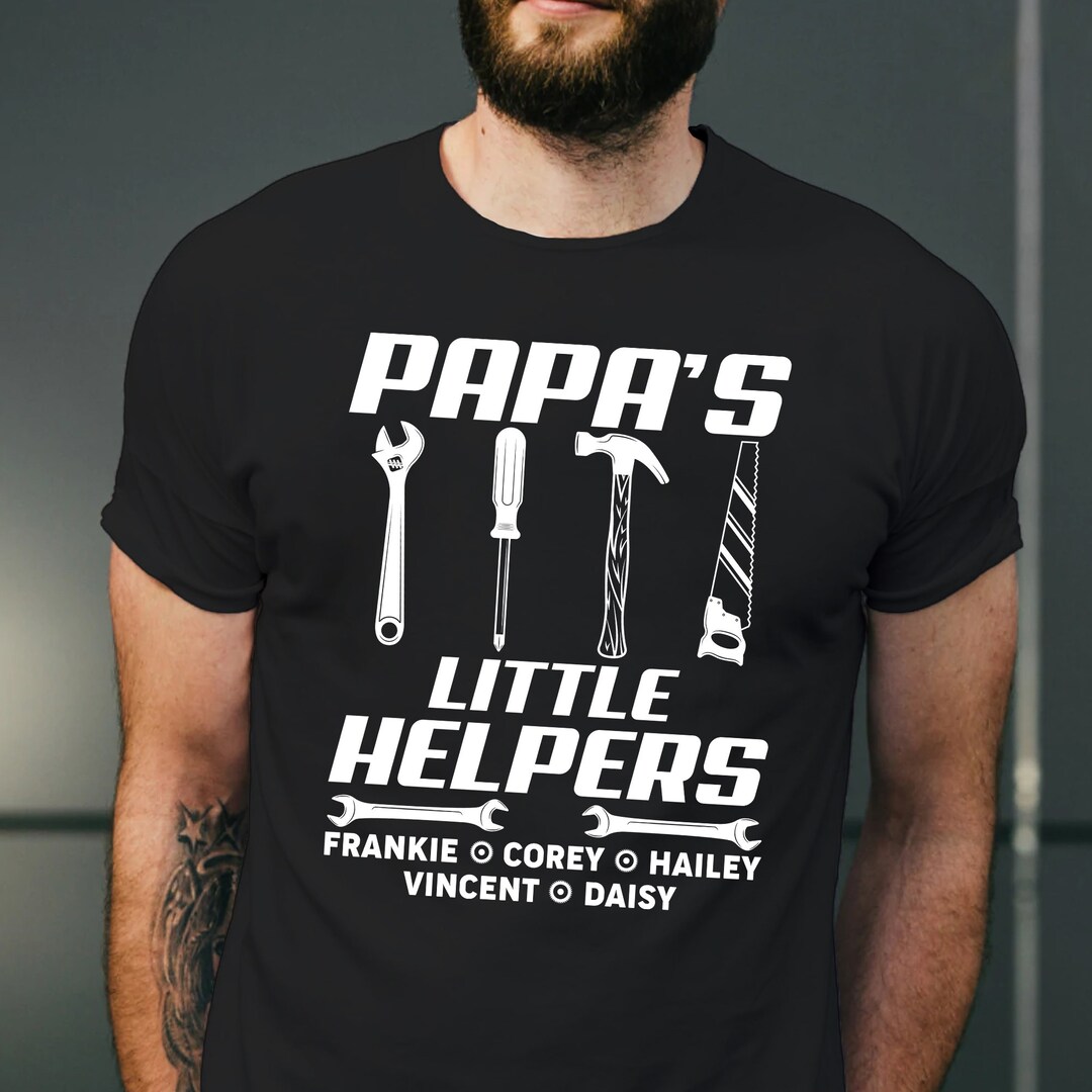Personalized Papa's Little Helpers Shirt, Funny Papa Tools T-shirt ...
