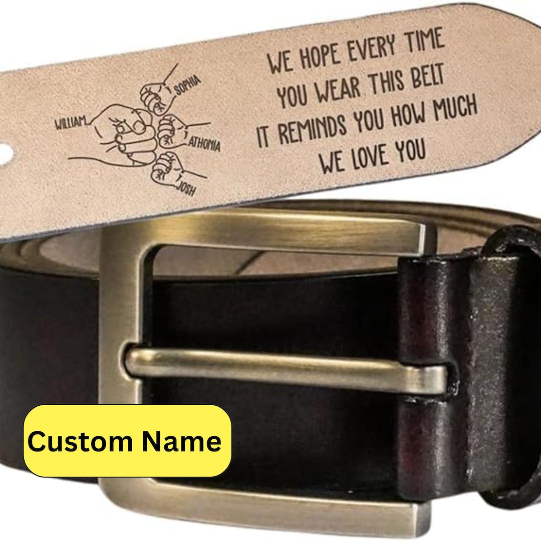 Personalized First Bump Father's Day Leather Belt, Custom Engraved ...