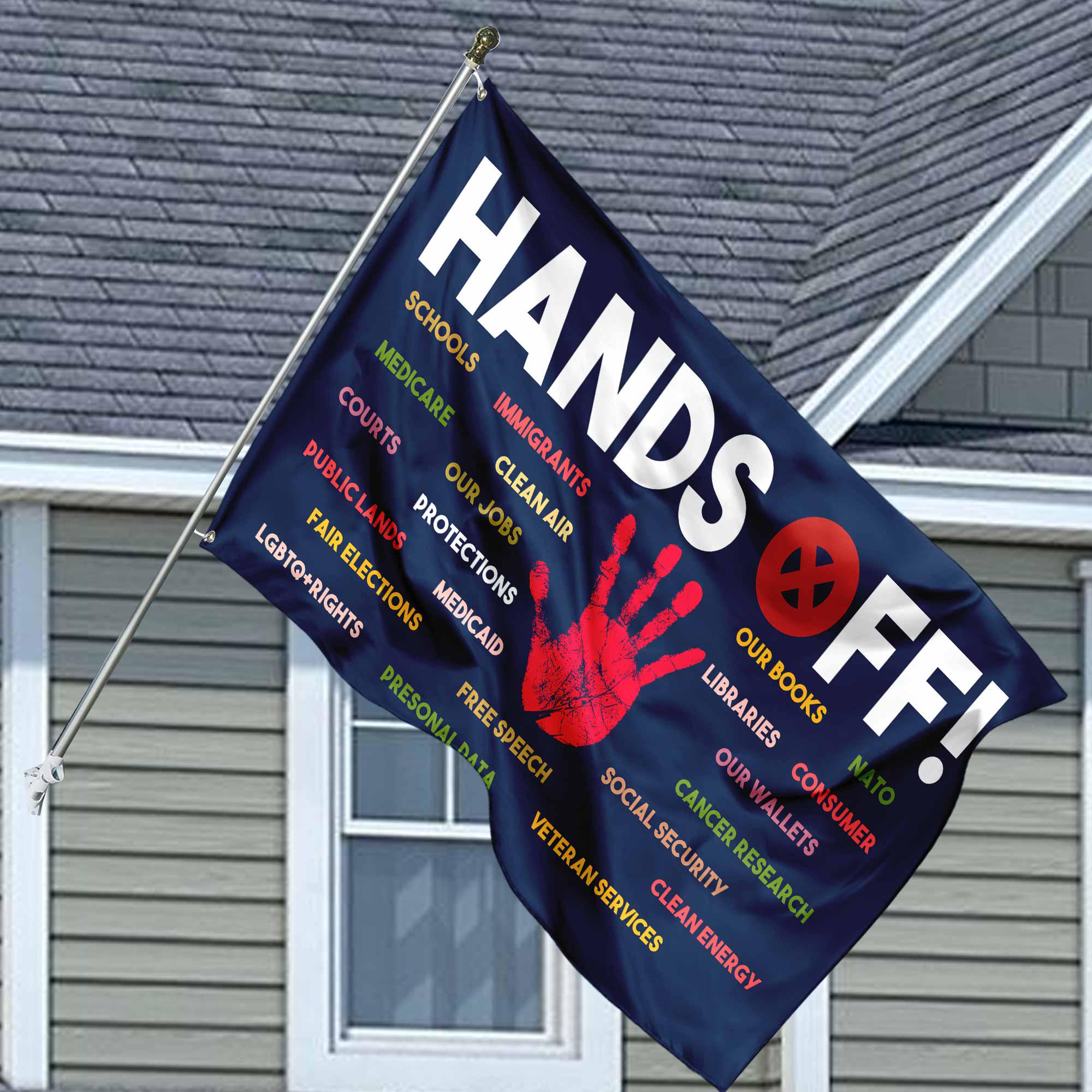 Hands off Protest House Flag, Political Activism Flag, Save Public ...