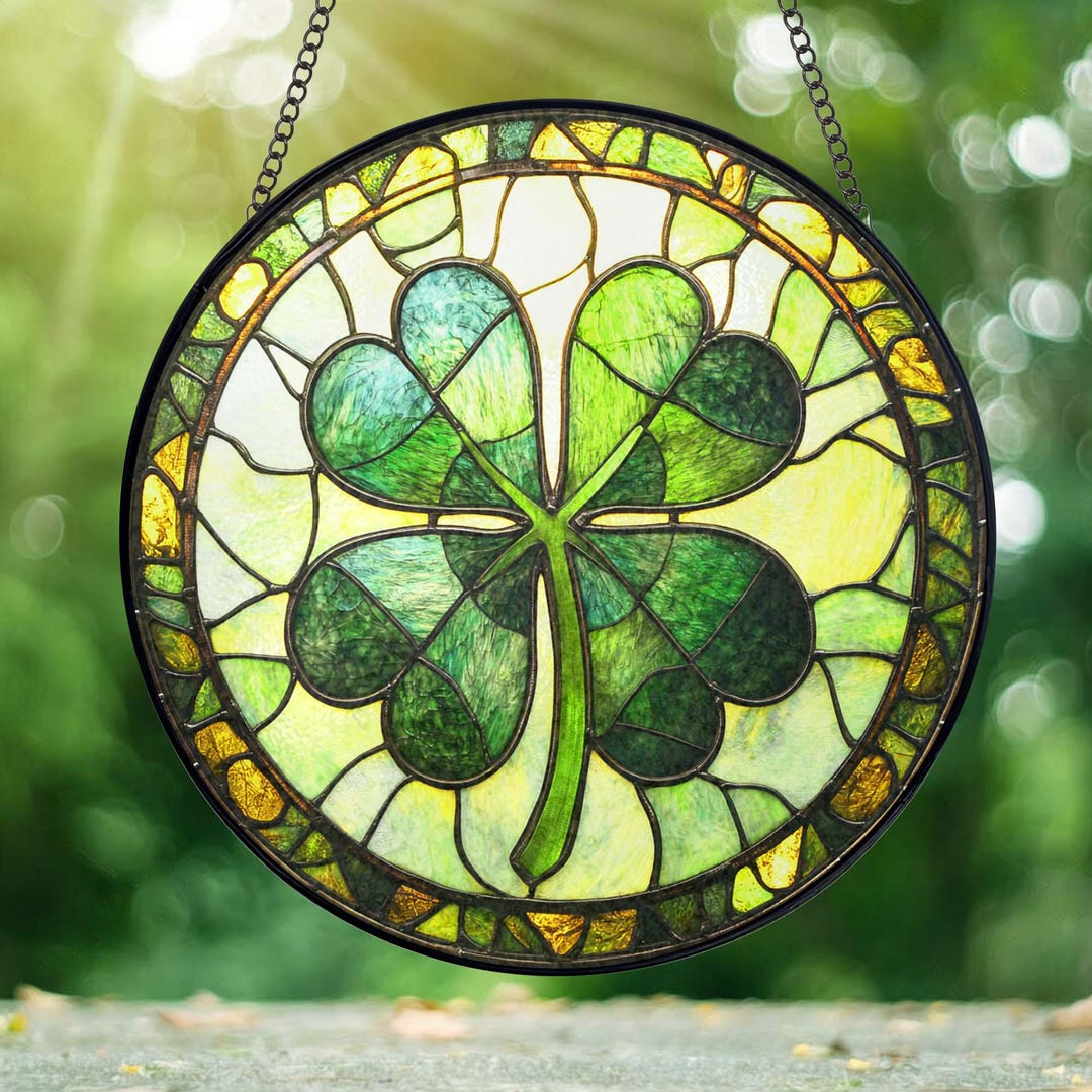 Shamrock Stained Glass Stained Glass Suncatcher, Shamrock Suncatcher ...