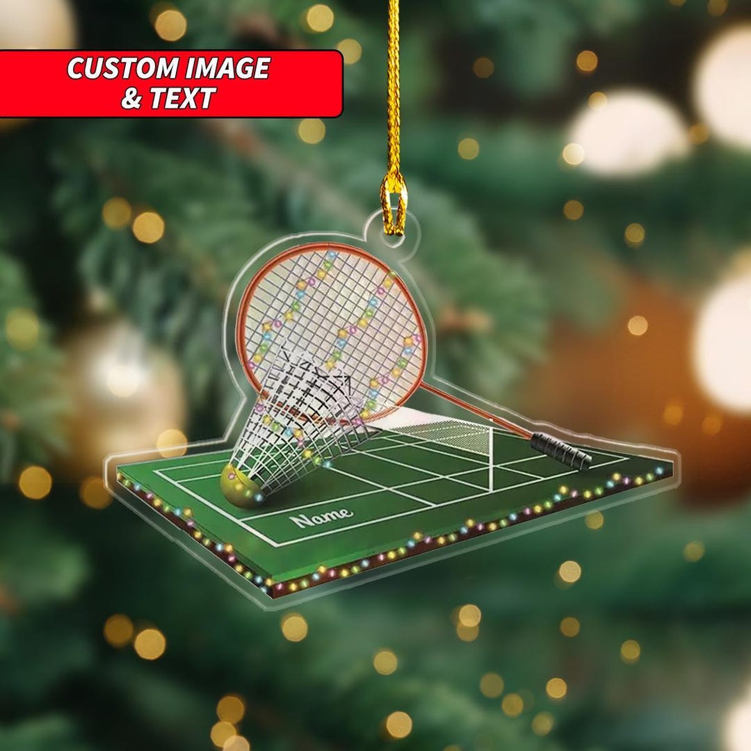 Personalized Badminton Court Christmas Light Ornament, Custom Image and ...