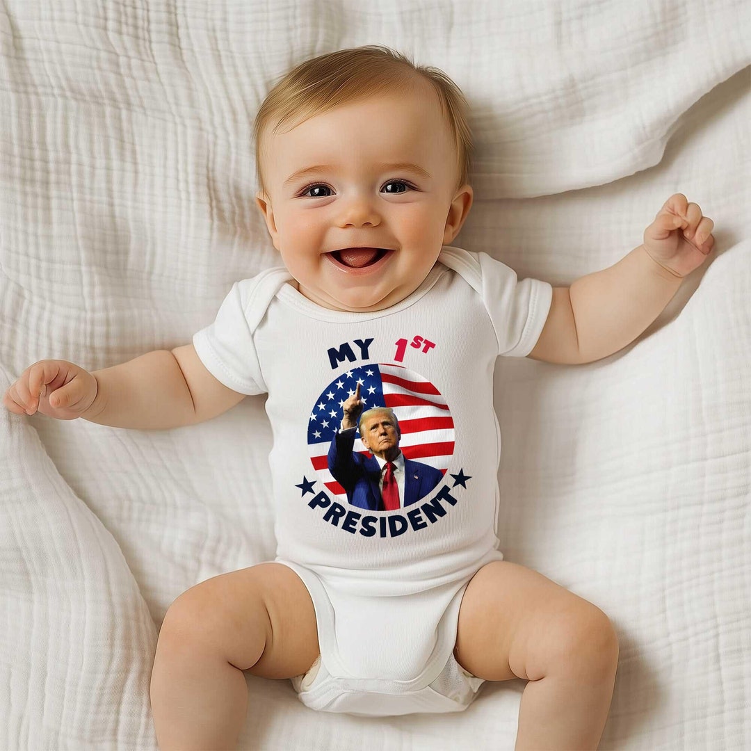 Funny My First President Trump Baby Bodysuit, Trump Baby Shirt, Trump ...